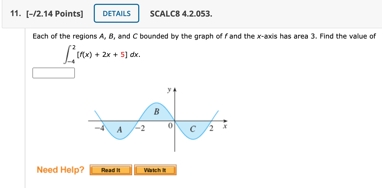Solved 11. [-/2.14 Points] DETAILS SCALC8 4.2.053. Each of | Chegg.com