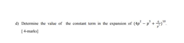 Solved d) Determine the value of the constant term in the | Chegg.com
