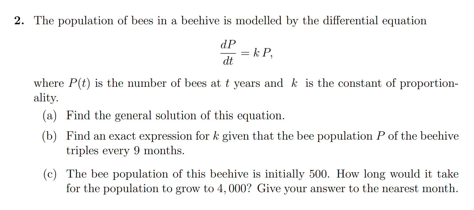 Solved The population of bees in a beehive is modelled by | Chegg.com
