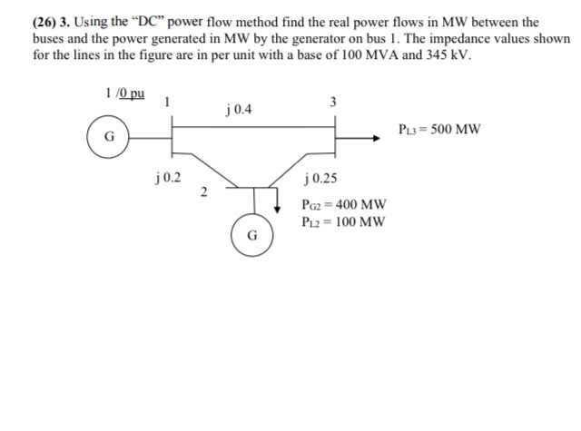 Solved 26 3 Using The Dc Power Flow Method Find The 