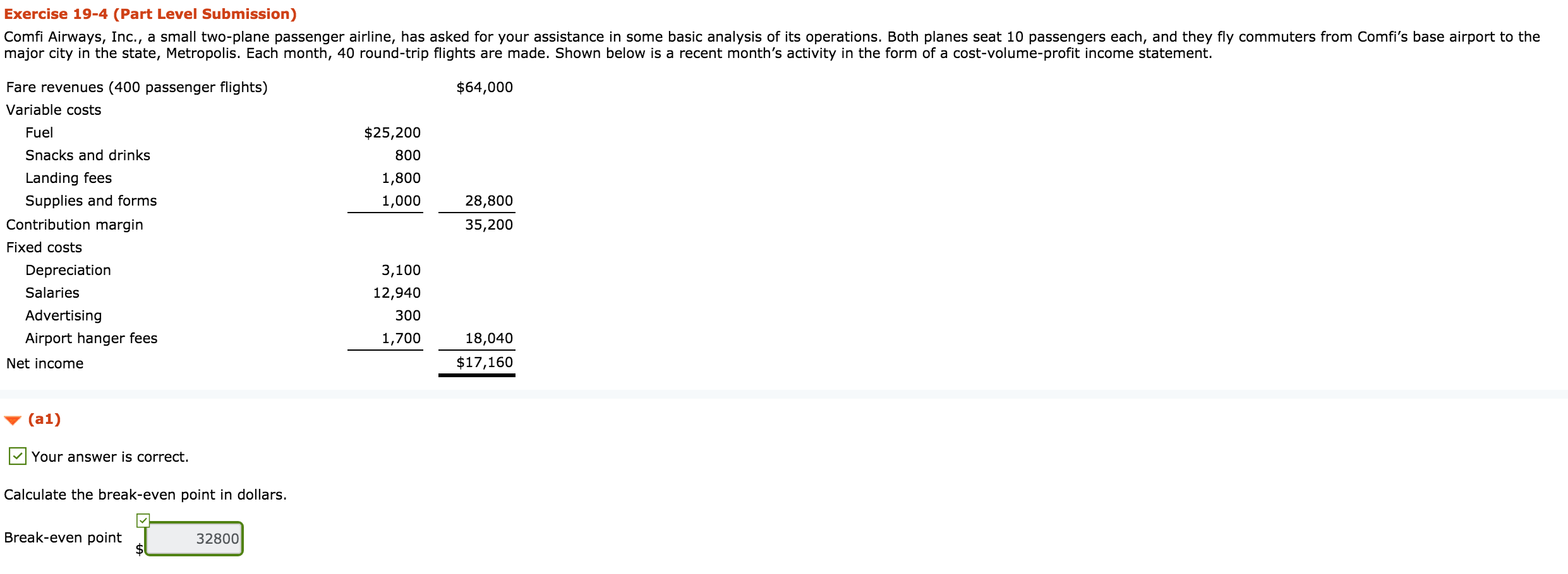 Solved Exercise 19-4 (Part Level Submission) Comfi Airways, | Chegg.com