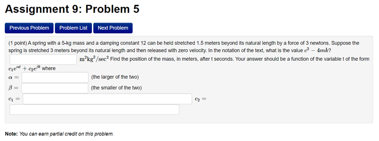 Solved Assignment 9 Problem 5 Previous Problem Problem List 6225