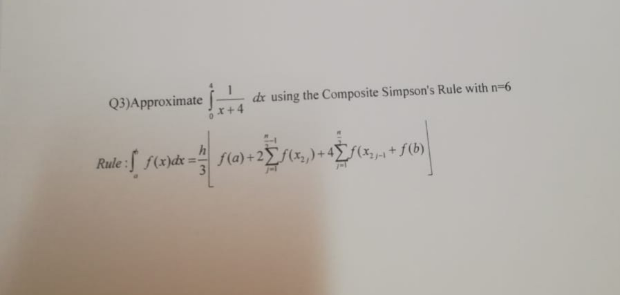 Solved Q3)Approximate dx using the Composite Simpson's Rule | Chegg.com