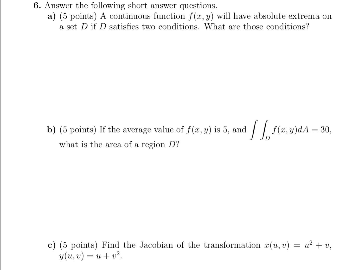 Solved Need help with a-c a) (5 points) A continuous | Chegg.com