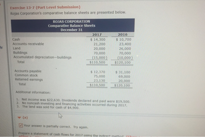 Solved Exercise 13-7 (Part Level Submission) Rojas | Chegg.com
