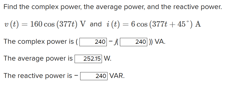 Solved Find the complex power, the average power, and the | Chegg.com