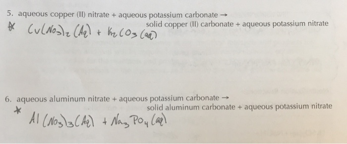 Solved 5. aqueous copper (II) nitrate+ aqueous potassium | Chegg.com