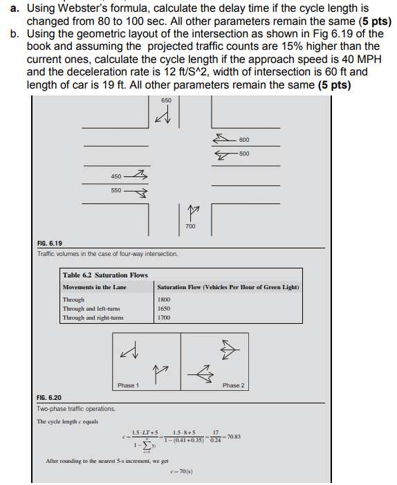 Solved a. Using Webster's formula, calculate the delay time | Chegg.com