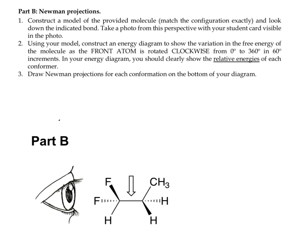Solved Part B: Newman projections. 1. Construct a model of | Chegg.com