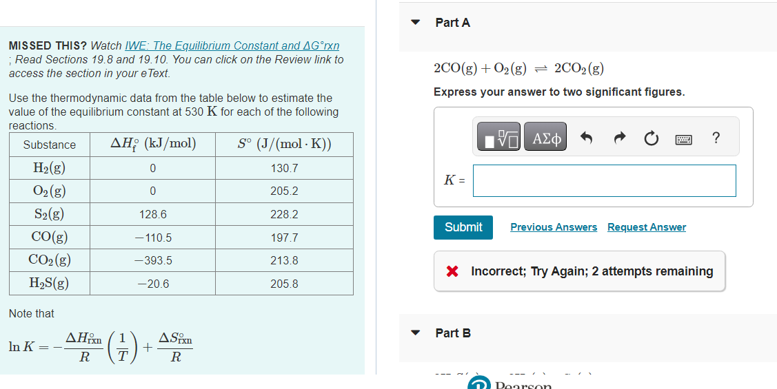 Solved MISSED THIS? Watch IWE: The Equilibrium Constant and | Chegg.com