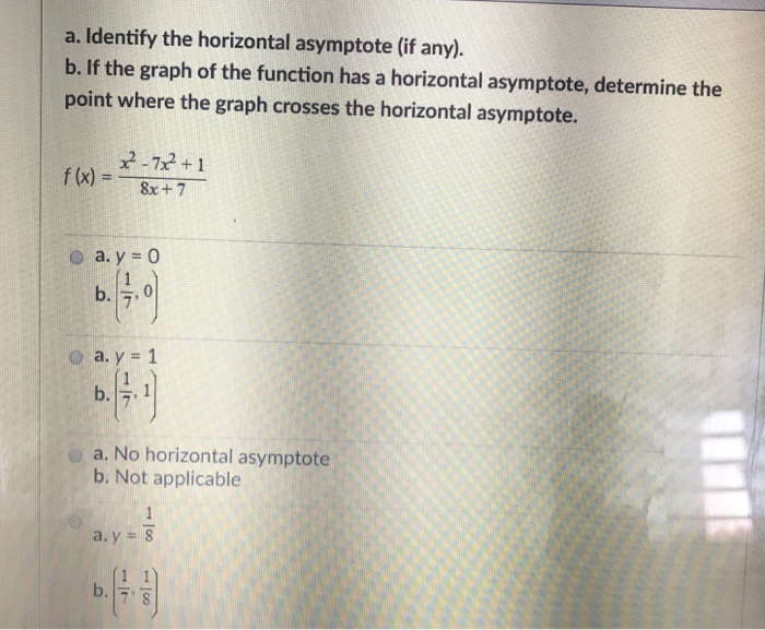 Solved a. Identify the horizontal asymptote (if any). b. If | Chegg.com