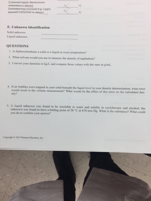 Solved Unknown Identification Solid unknown___ Liquid | Chegg.com