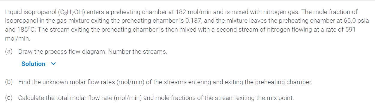 Solved Liquid isopropanol (C3H7OH) enters a preheating | Chegg.com