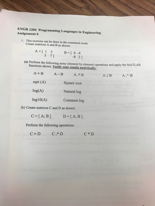 Solved ENGR 1204 Programming Languages in Engineering | Chegg.com