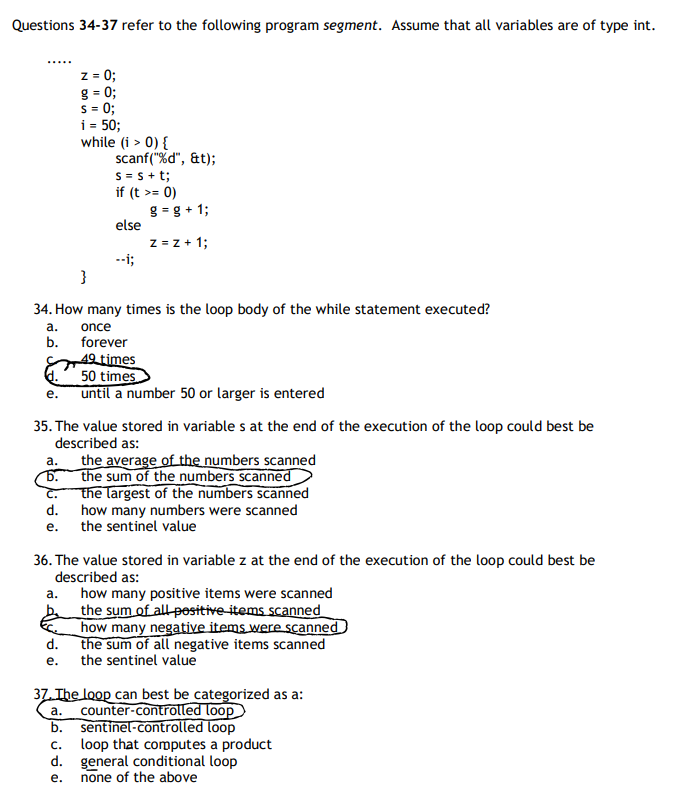 Solved Questions 34-37 refer to the following program | Chegg.com