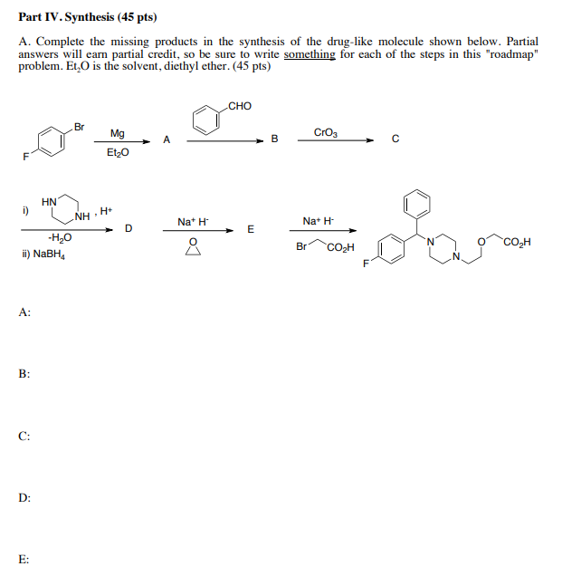 Solved Part IV. ﻿Synthesis ( \( \mathbf{4 5} \) ﻿pts)A. | Chegg.com