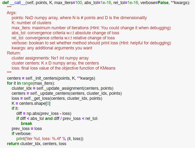 Solved def _update_centers(self, old_centers, cluster_idx, | Chegg.com