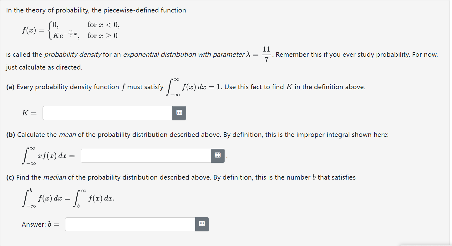 Solved In the theory of probability, the piecewise-defined | Chegg.com