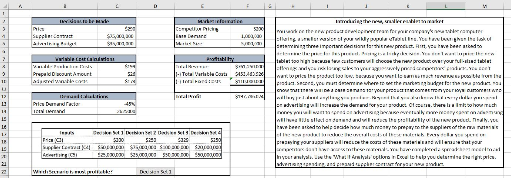 Use the scenario manager to input each of the four | Chegg.com