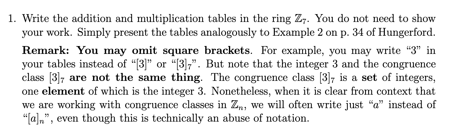 Solved 1. Write the addition and multiplication tables in | Chegg.com