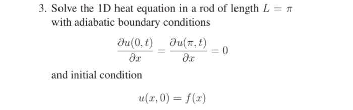 Solved 3. Solve the 1D heat equation in a rod of length L π | Chegg.com