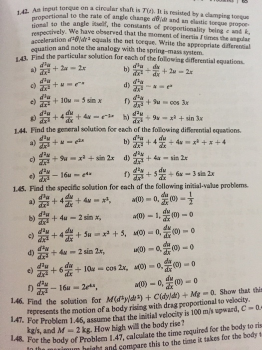 Solved Find the particular solution for each of the | Chegg.com