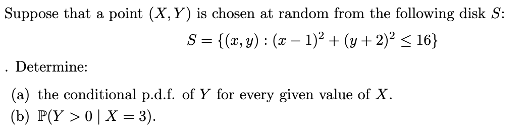 Solved Suppose that a point (x,Y) ﻿is chosen at random from | Chegg.com