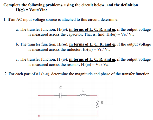 Solved Complete the following problems, using the circuit | Chegg.com