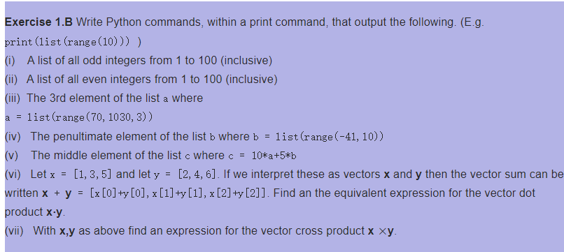 Solved Exercise 1b Write Python Commands Within A Print 