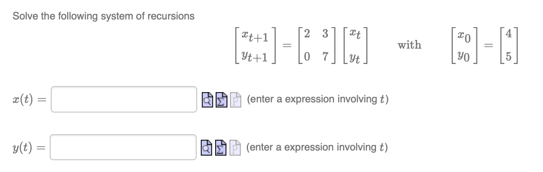 Solved Solve the following system of recursions | Chegg.com