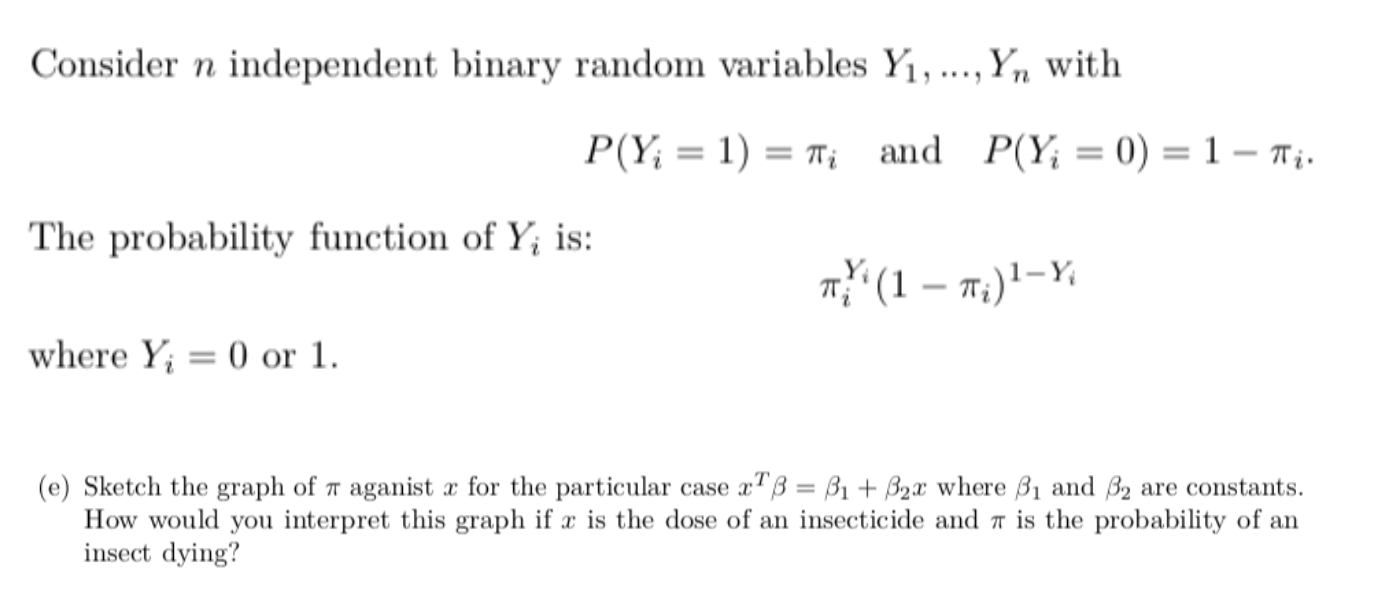 Consider n independent binary random variables Y1, | Chegg.com