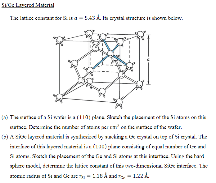 Solved Si Ge Layered Material The lattice constant for Si is | Chegg.com