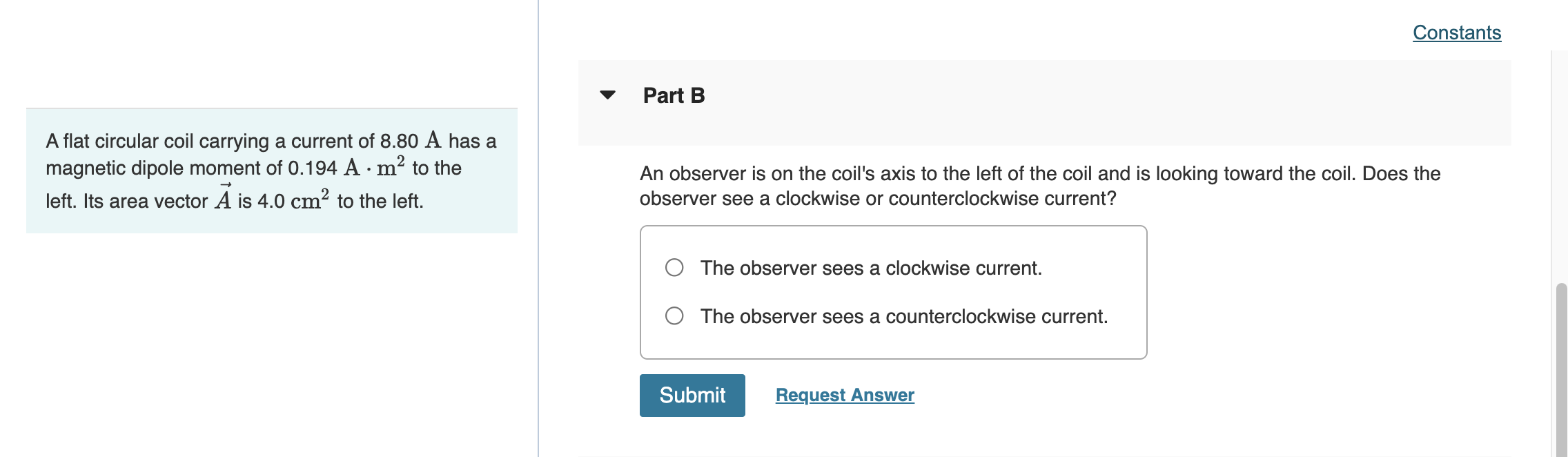 Solved A flat circular coil carrying a current of 8.80 A has | Chegg.com