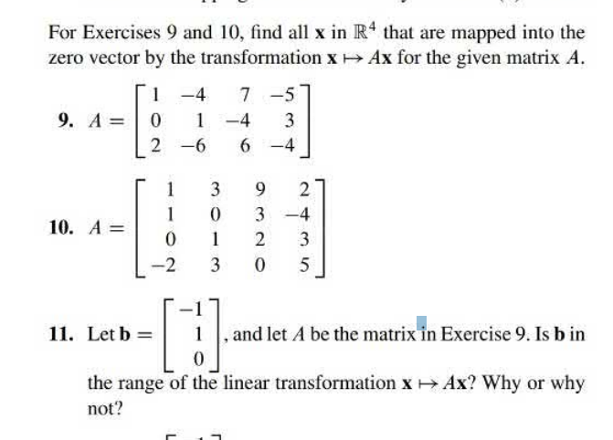 Solved For Exercises 9 and 10 , find all x in R4 that are | Chegg.com