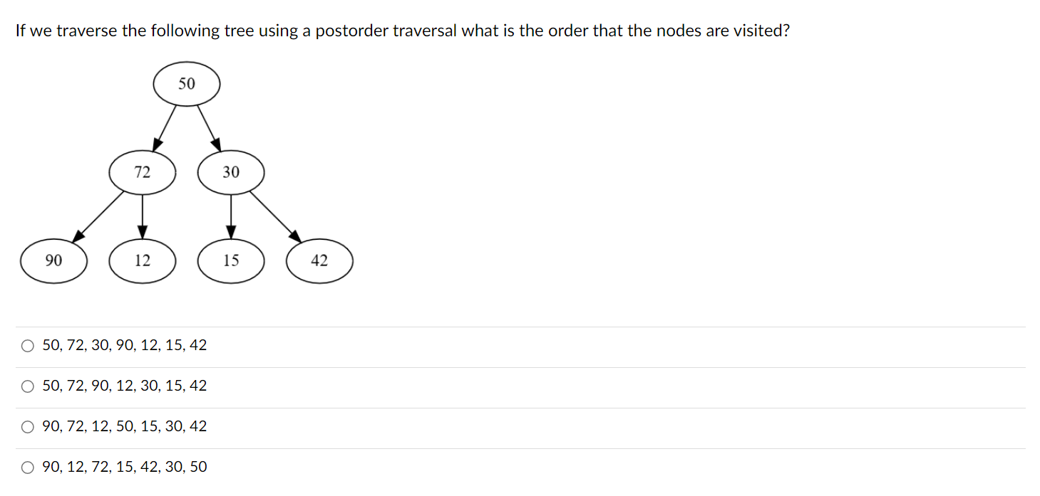 Solved If we traverse the following tree using a postorder | Chegg.com