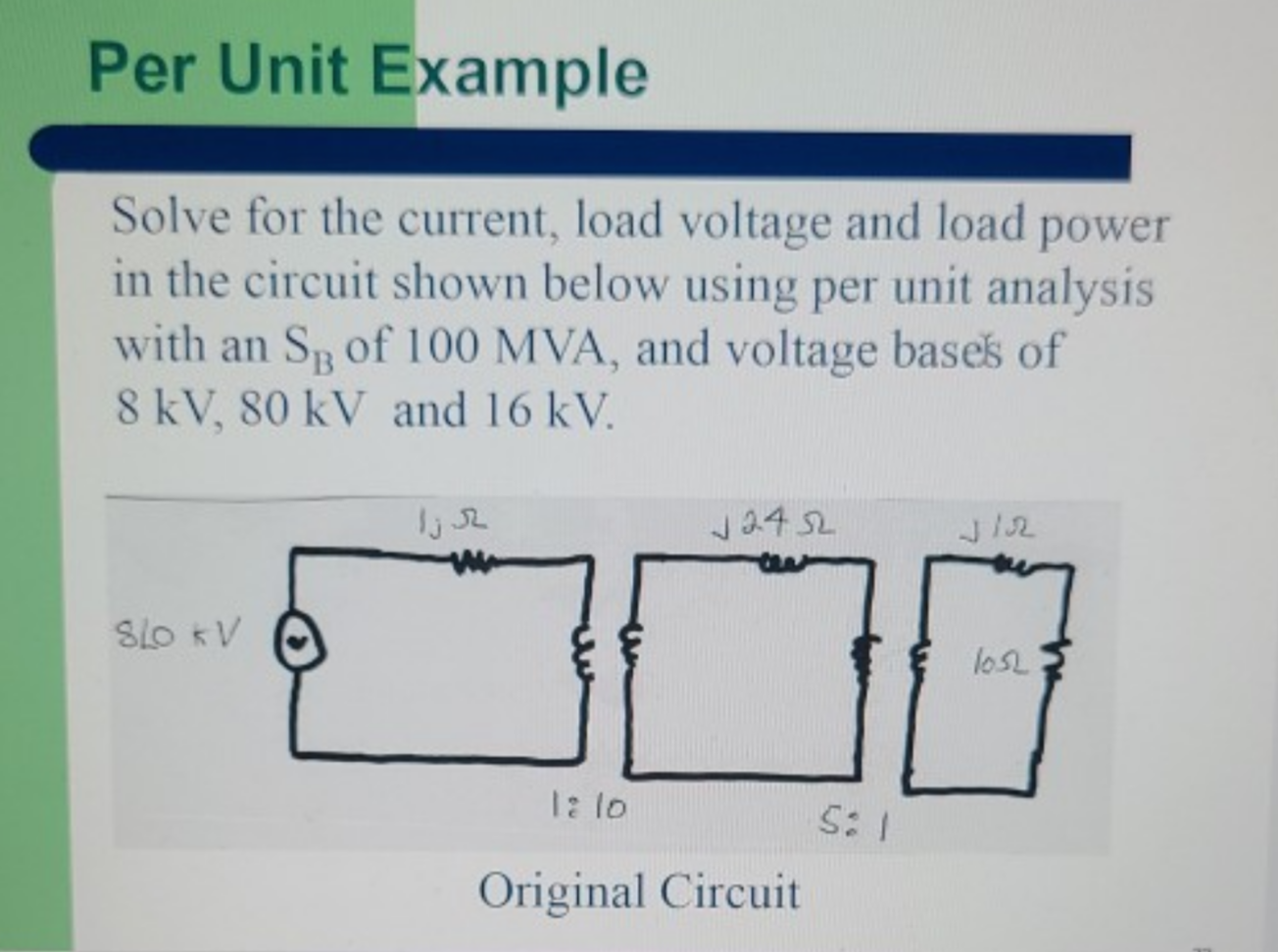 Solved Rework the per unit example using DIFFERENT values | Chegg.com