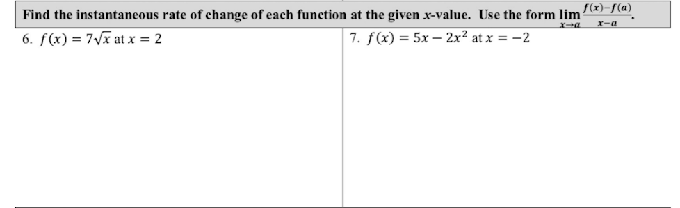 Solved Find the instantaneous rate of change of each | Chegg.com