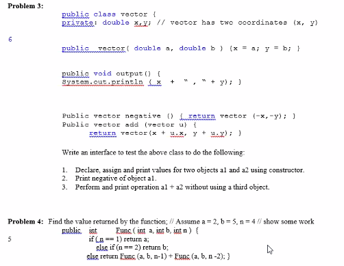 Solved Problem 3: public class vector { private: double x; | Chegg.com