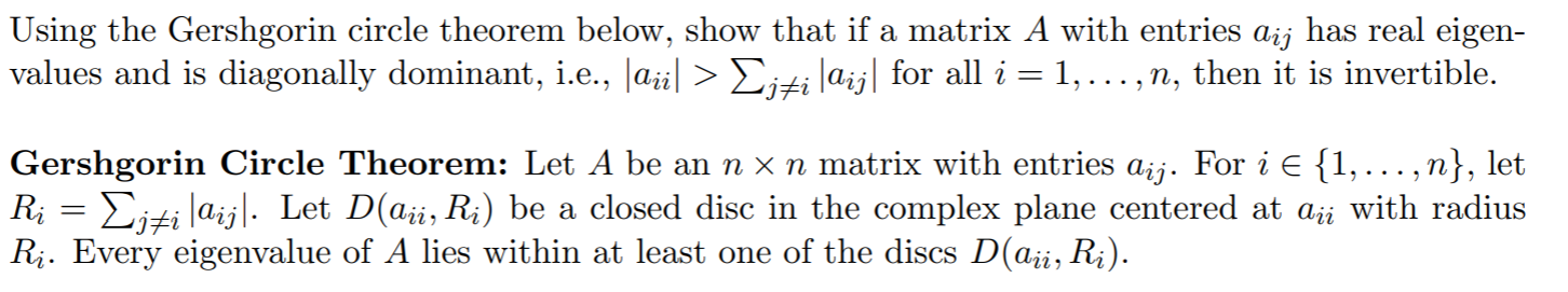 Solved Using The Gershgorin Circle Theorem Below Show That 5269