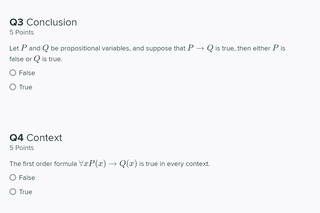 Solved Q3 Conclusion 5 Points Let P and Q be propositional | Chegg.com