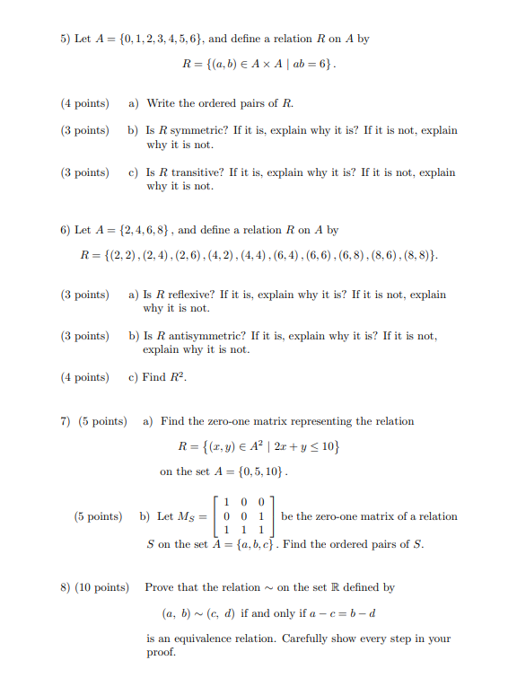 Solved 5) Let A = {0,1,2,3,4,5,6), and define a relation Ron | Chegg.com