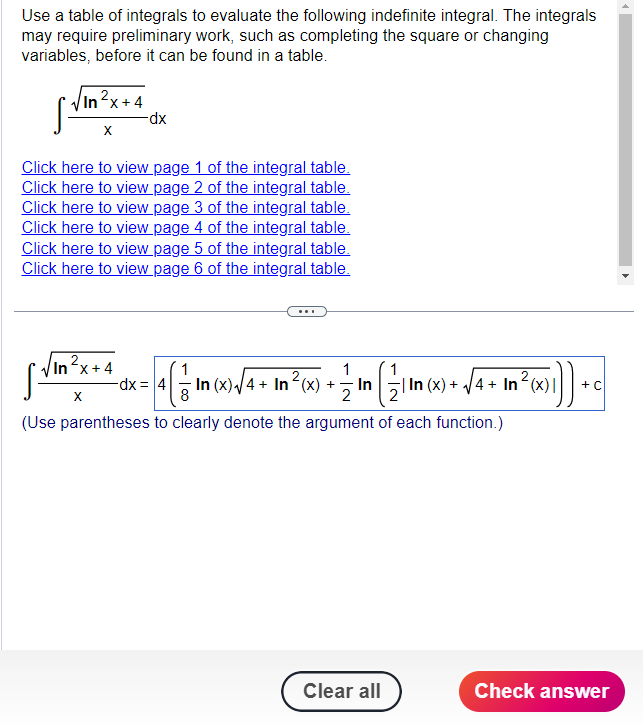 Solved Use a table of integrals to determine This integral | Chegg.com
