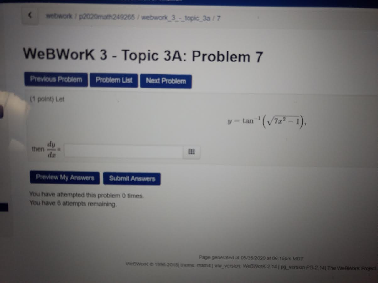 Solved webwork/p2020math249265 / webwork_3_-_topic_3a 17 | Chegg.com