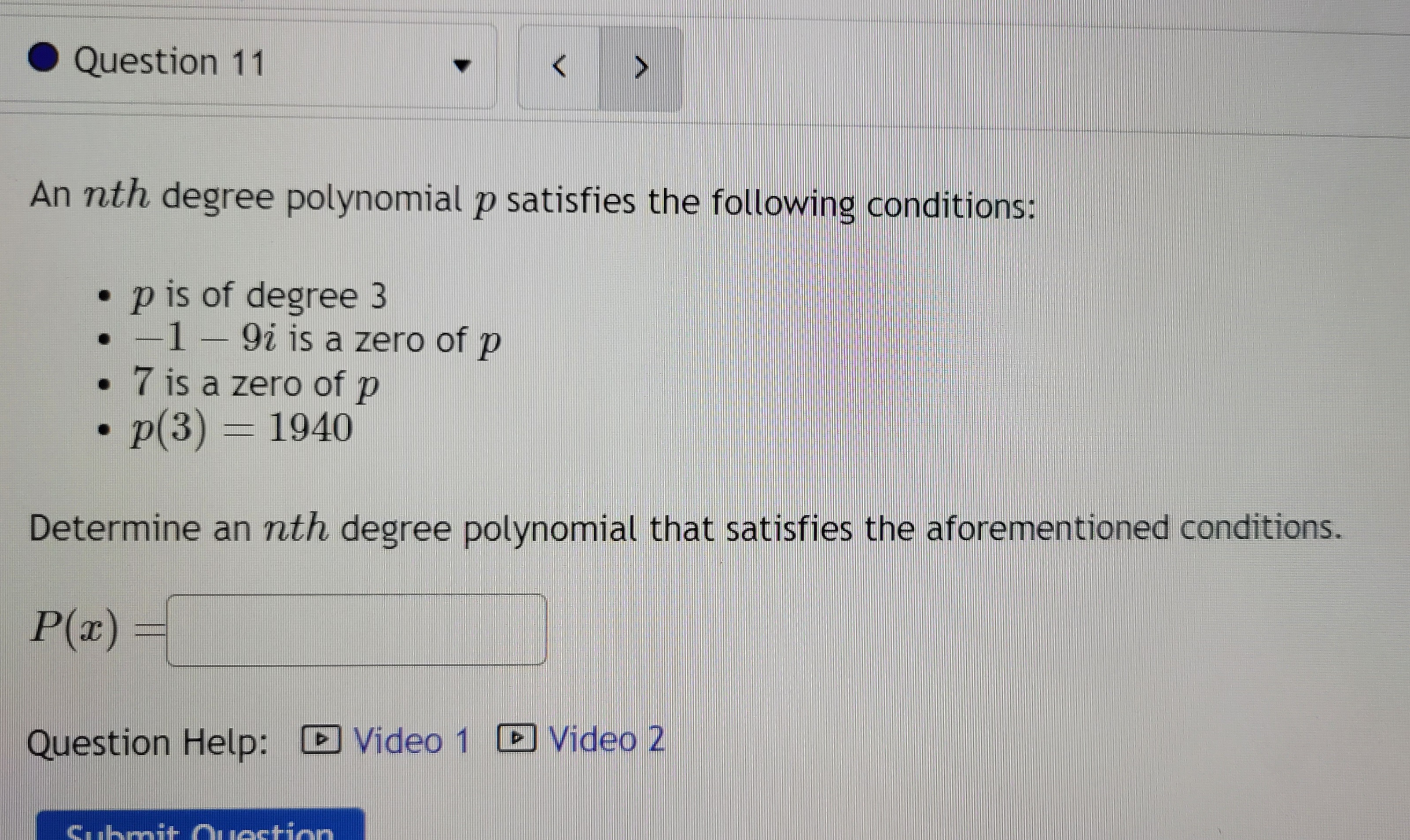 Solved An nth degree polynomial p satisfies the following | Chegg.com