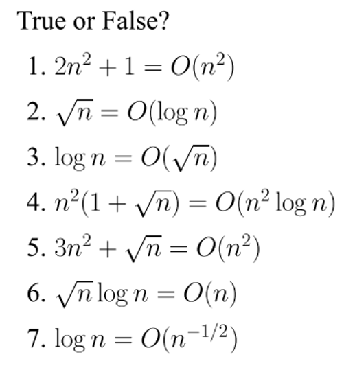 Solved Given Big-O equations, can you determine if they are | Chegg.com