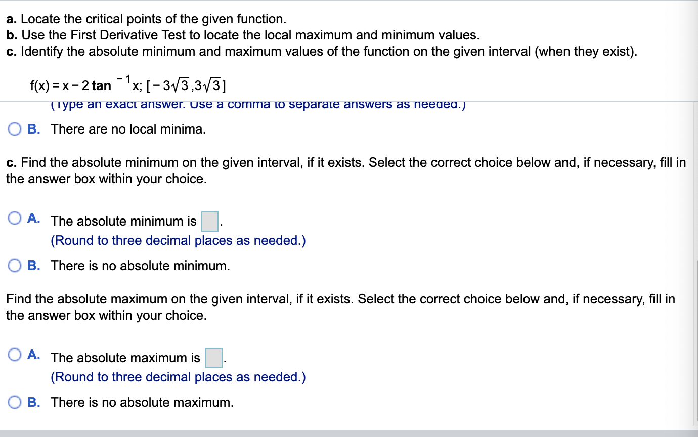 Solved a. Locate the critical points of the given function. | Chegg.com