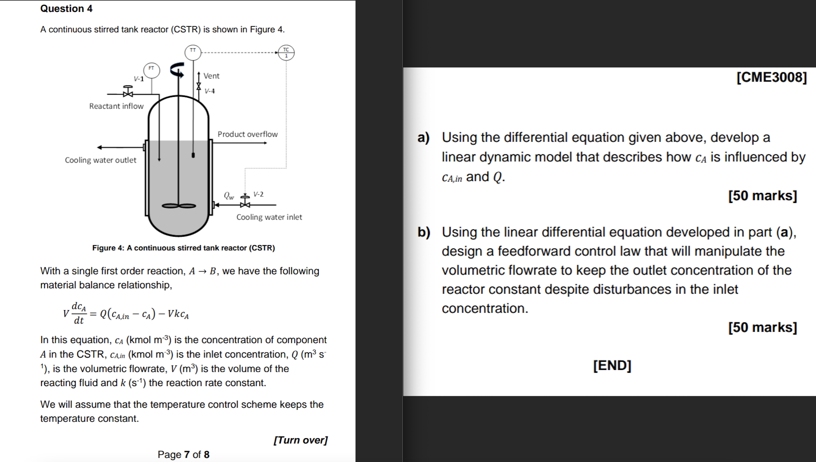 Solved A continuous stirred tank reactor (CSTR) is shown in | Chegg.com
