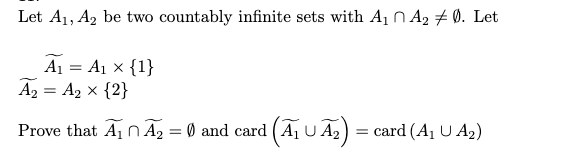Solved Let A₁, A₂ be two countably infinite sets with A₁ A₂2 | Chegg.com