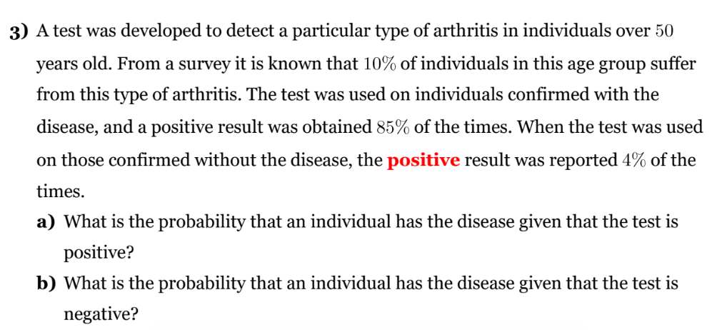 Solved 3) A test was developed to detect a particular type | Chegg.com