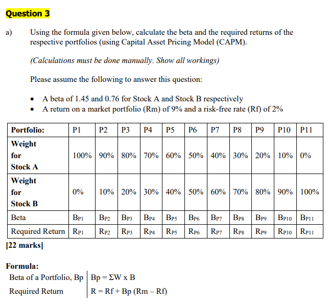 Solved Question 3 a)Using the formula given below, calculate | Chegg.com